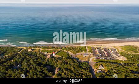 Nauset Beach with Nauset Light, aerial view Stock Photo - Alamy
