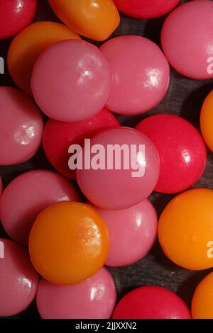 Colorful round kinder bubble gums close up background big size high ...