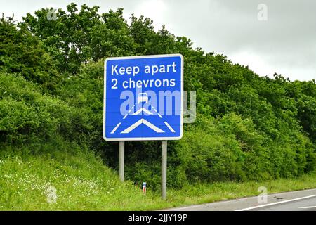 Keep apart chevrons motorway road markings and traffic on highway D48 ...