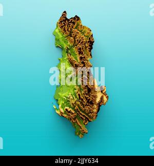 A 3D rendering of an outlined land piece of Burundi covered with ...