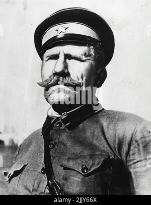 Russian cossacks from the Don region at attention with flag during the ...