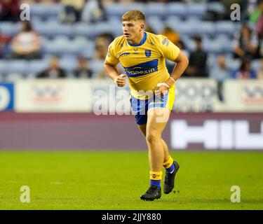 Wigan, UK. 28th July, 2022. Jez Litten #14 of Hull KR consoles Charlie ...