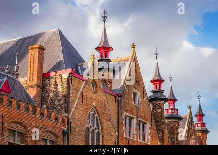Bruges flemish architecture building facades pattern, Belgium Stock ...
