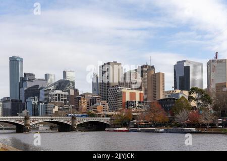 The Melbourne cityscape and Prince bridge located in Victoria Australia ...