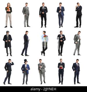 Set of handsome gentlemen on white background Stock Photo - Alamy