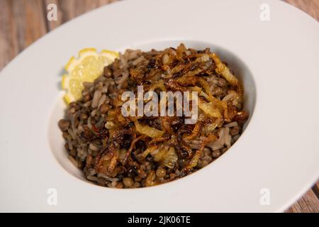 VEGAN LEBANESE LENTILS WITH GOLDEN ONIONS AND RICE RECIPE , MDARDARA B ...