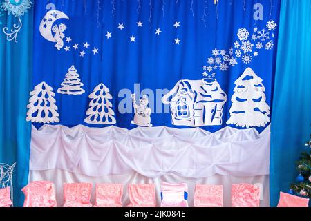 Winter design of the premises in the children's school Stock Photo - Alamy
