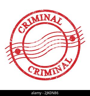 CRIMINAL text written on red grungy zig zag borders round stamp Stock ...