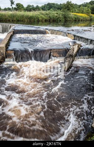 Weir on the River Ribble above Bridge End Mill in Settle, North ...