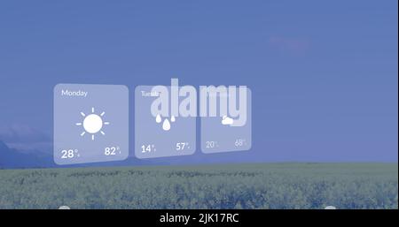 Image of weather forecast over landscape Stock Photo - Alamy