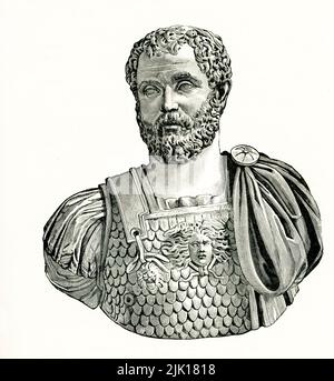 The 1884 caption reads: "Commodus - marble bust found at Ostia- in ...