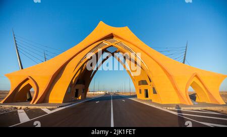 Laayoune city gate with a tent shape Stock Photo - Alamy