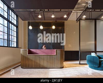 Reception area. The Gilbert & One Lackington, London, United Kingdom ...