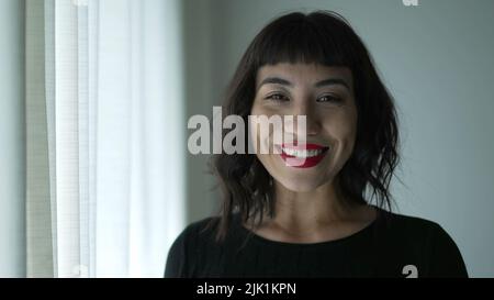 Happy person with Native American traits smiling. Portrait of young ...