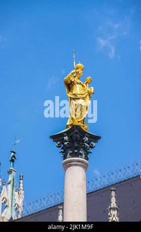 The Golden statue of Mary (Mariensaule), a Marian column on the ...