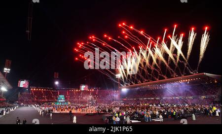 Fireworks are set off during the opening ceremony of the Birmingham ...