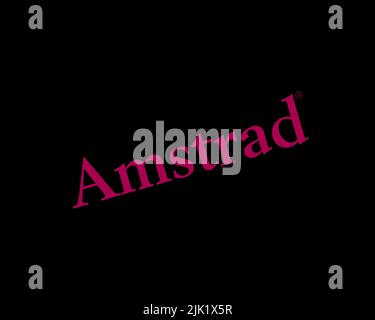 Amstrad, rotated logo, black background B Stock Photo - Alamy