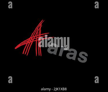 Aras Corp, rotated logo, black background Stock Photo - Alamy