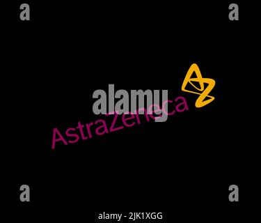 AstraZeneca, rotated logo, black background B Stock Photo - Alamy