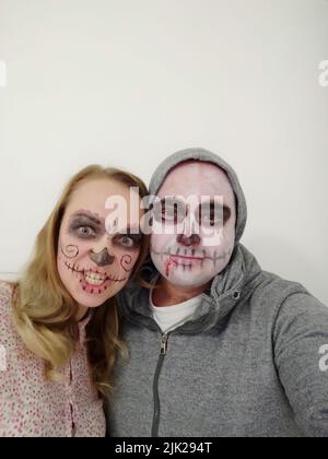 Male sugar skull makeup. Face painting art Stock Photo - Alamy