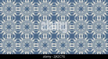 Farmhouse blue snow flake border background. Frosty damask french ...
