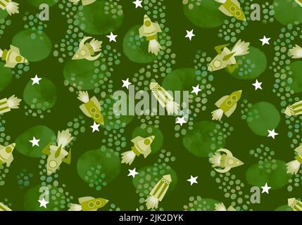 Cartoon seamless spaceship pattern for fabrics and kids and school ...