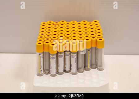 Photography of Sterile yellow cap vacutainer tubes for blood sample ...