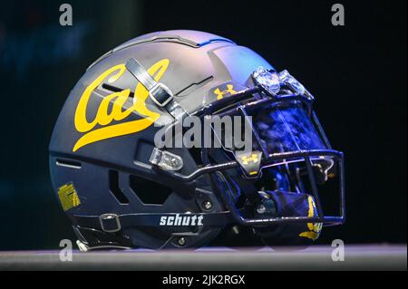 Detailed view of a PAC-12 Schutt helmet during PAC-12 Media Day on ...