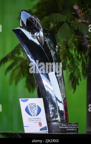 The PAC-12 Football Championship Trophy is seen during PAC-12 Media Day ...