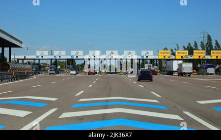 Mestre, VE, Italy - July 3, 2022: Italian Barrier Highway to pay and ...