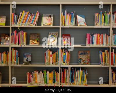 Basel, Switzerland - July 8 2022: Books in new, modern library in Basel ...