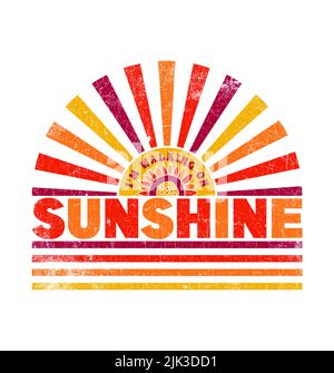 Happy - Retro Sunrise Graphic Stock Photo - Alamy