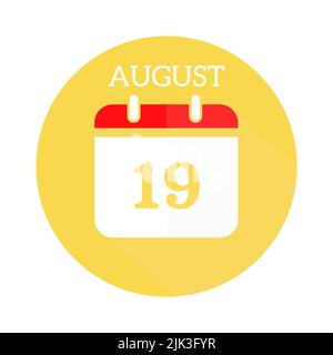 August 19 calendar flat icon Stock Photo - Alamy