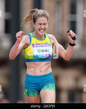 Australia’s Jessica Stenson crosses the line to win gold in the Women's ...
