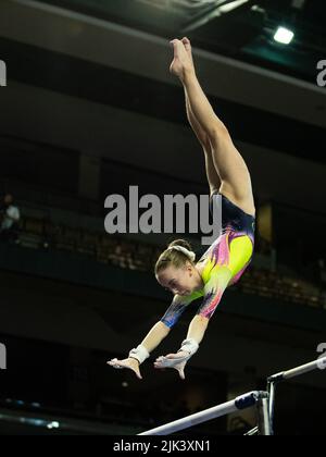 Claire Pease of WOGA competes in the floor exercise during the senior ...