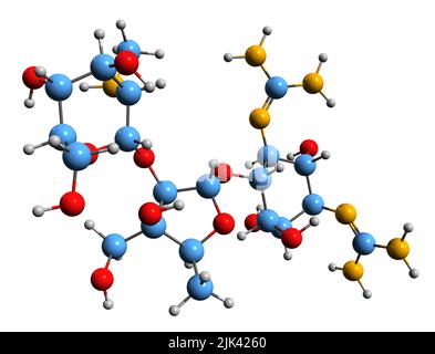 3D image of Streptomycin skeletal formula - molecular chemical ...