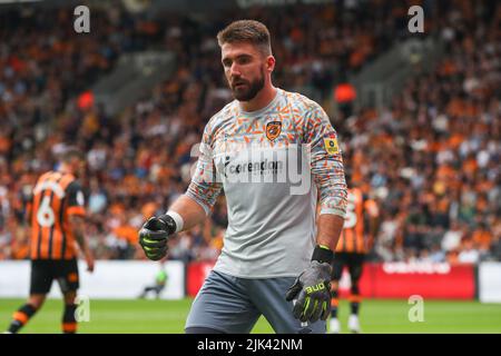 Matt Ingram #1 of Hull City gets off the team bus on arrival at The ...