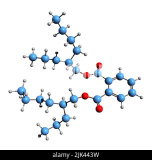 Dioctyl terephthalate (DOTP, DEHT) plasticizer molecule. 3D rendering ...