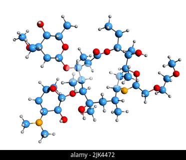 3D image of Erythromycin skeletal formula - molecular chemical ...