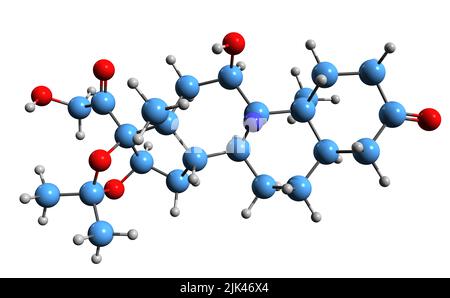 3D image of Cortisol skeletal formula - molecular chemical structure of ...
