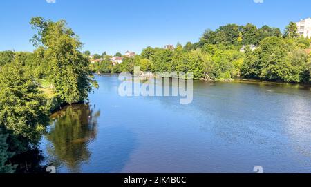 looking across the Etienne river in Limoges, clear blue sky Stock Photo ...
