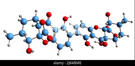3D image of ergot alkaloid skeletal formula - molecular chemical ...