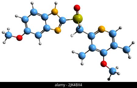 3D image of Omeprazole skeletal formula - molecular chemical structure ...