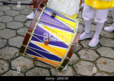 detail of percussive instruments characteristic of the rosary festival ...