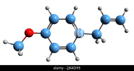 3D image of Estragole skeletal formula - molecular chemical structure ...