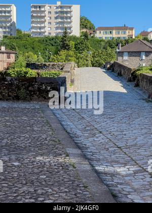 cobbled footpath bridge over the Etienne river in central Limoges ...