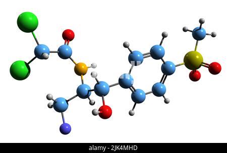 3D image of Thiamphenicol skeletal formula - molecular chemical ...
