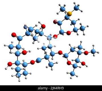 3D image of Erythromycin skeletal formula - molecular chemical ...