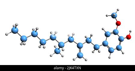 3D image of Piperine skeletal formula - molecular chemical structure of ...