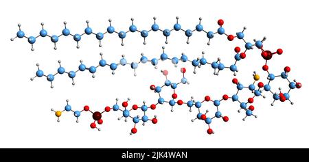 3D image of Ethanolamine skeletal formula - molecular chemical ...